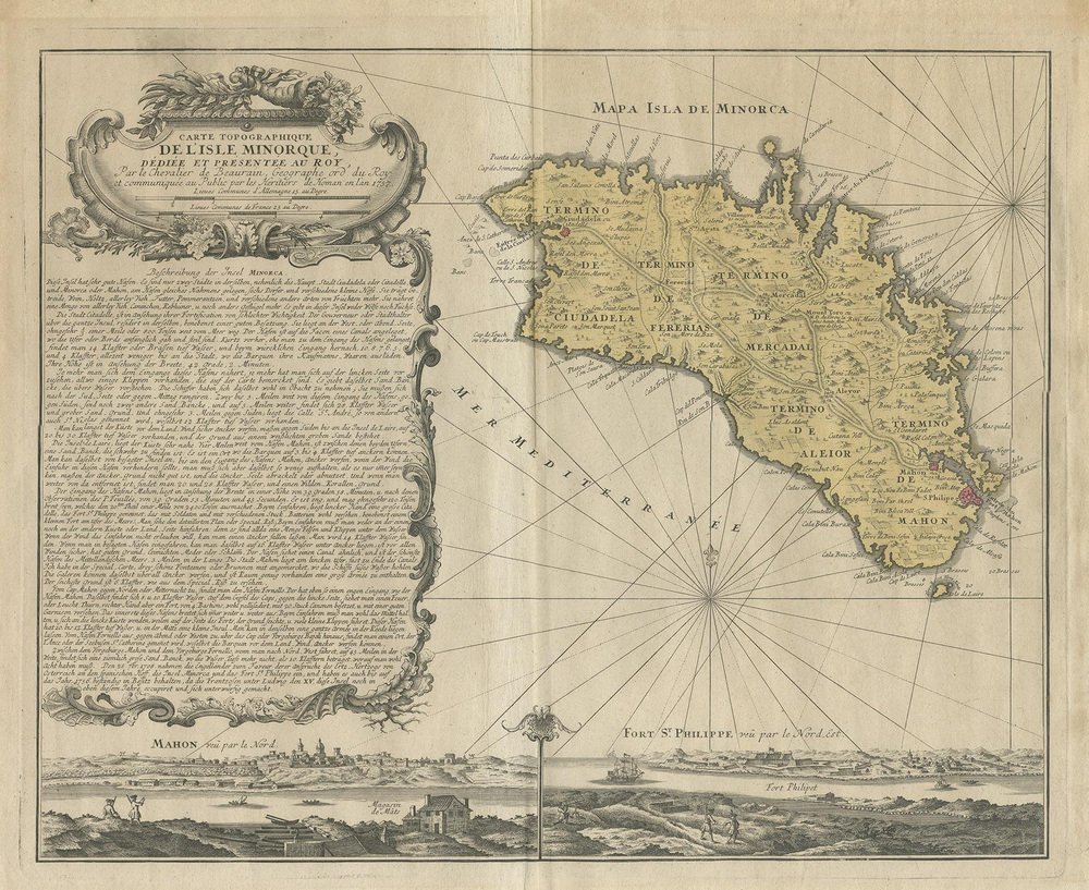 Antique Map of Menorca by Homann Heirs, 1757 for sale at Pamono