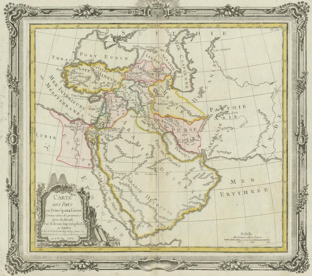 Antique Map of the Middle East by Brion De La Tour, 1772 for sale at Pamono