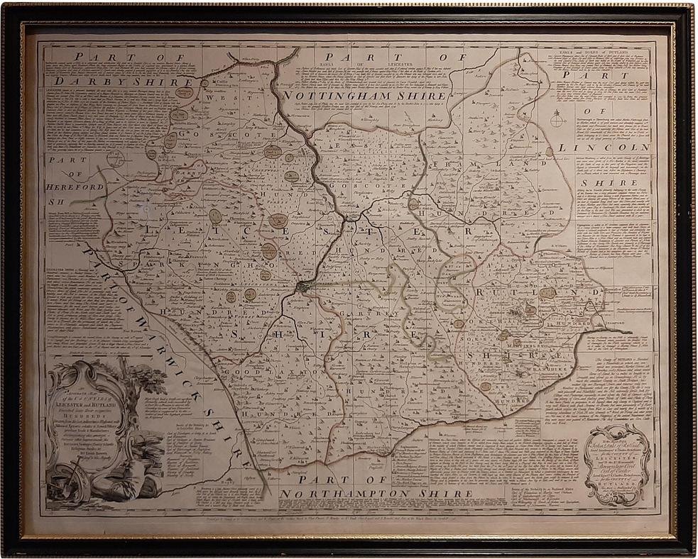 Antique Map of Leicester and Rutland by Tinney & Sayer, 1756 for sale ...