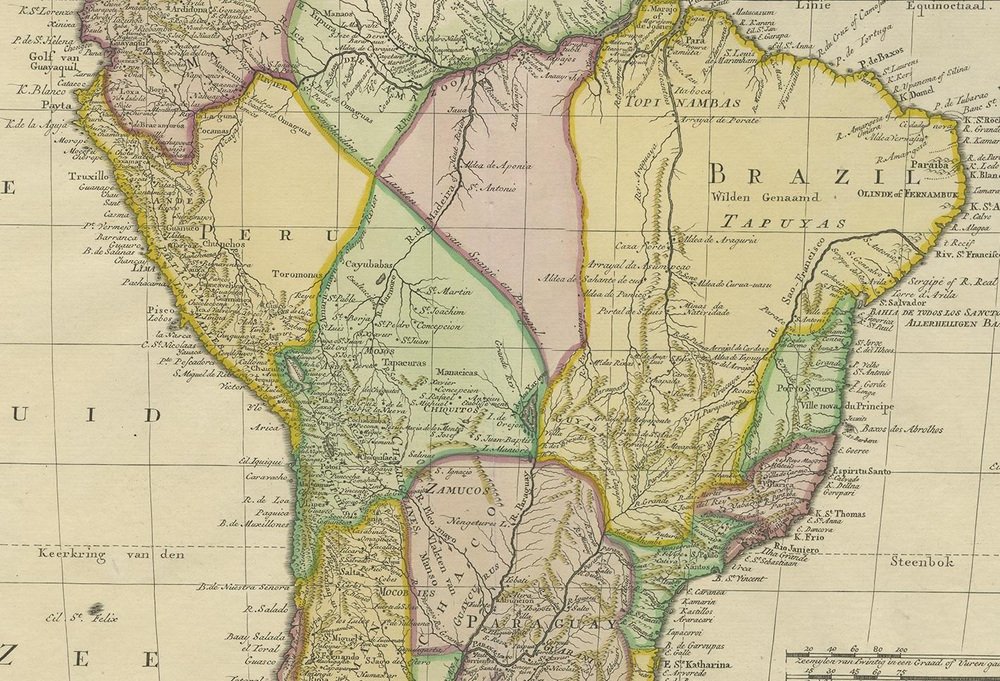 Antique Map of South America by Tirion, 1765 for sale at Pamono