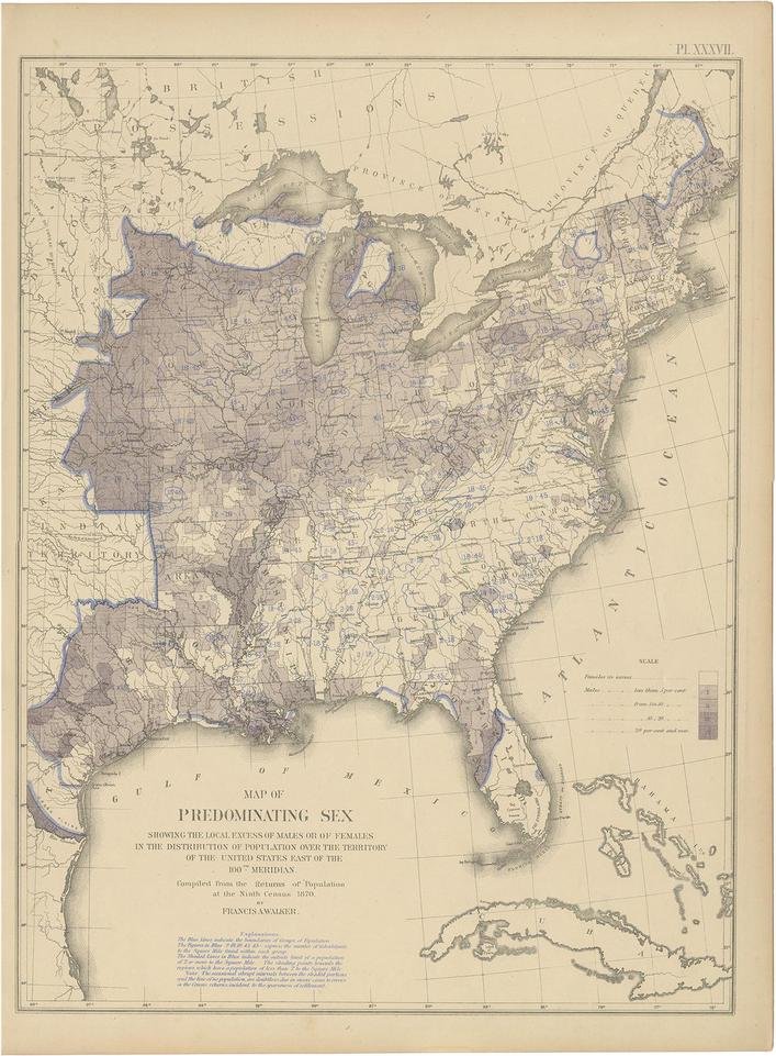 Antique Chart Of The Us Predominating Sex 1874 For Sale At Pamono
