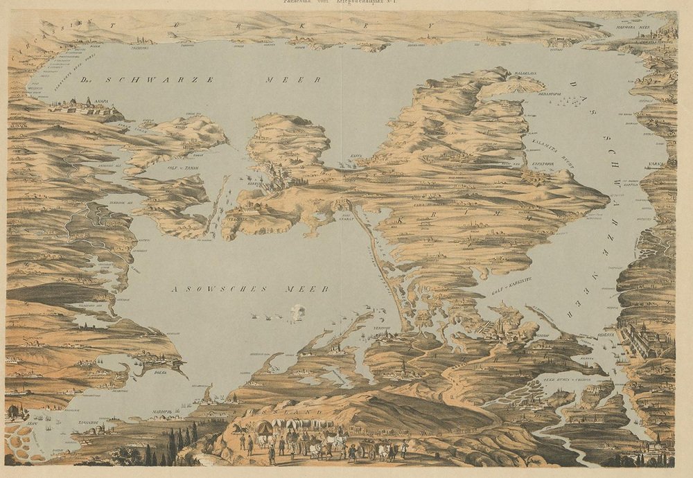Carte de la mer d'Azov et de la péninsule de Crimée par Veith, 1855 en ...