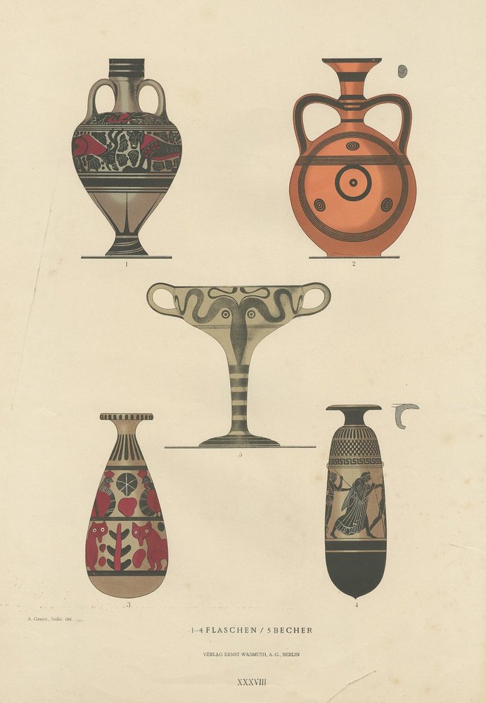 Genick, Greek Ceramics Bottles, 1883, Paper for sale at Pamono