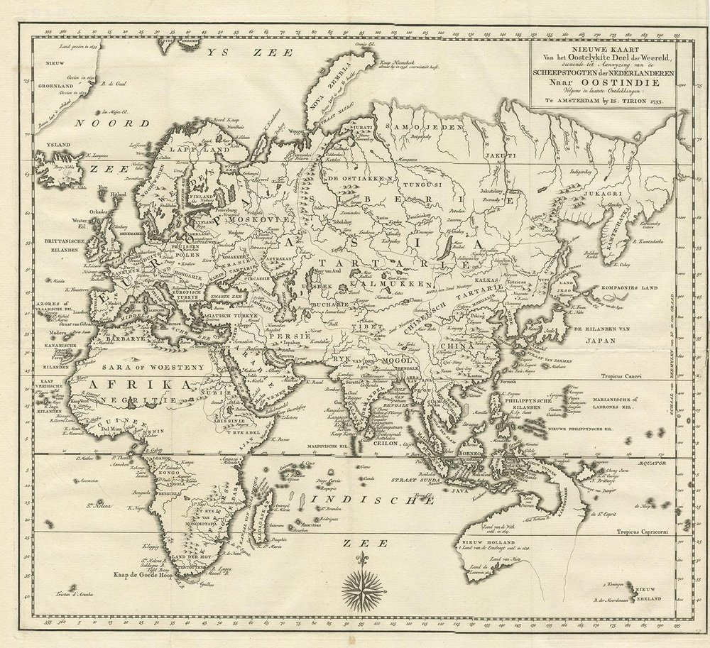 Antique Map of the Eastern Part of the World by Tirion, 1755 for sale ...