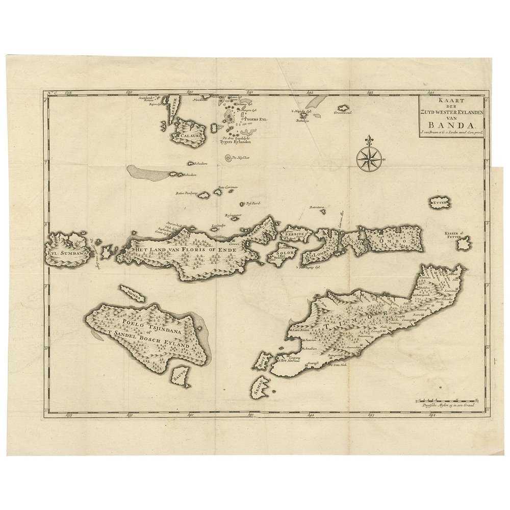 Antique Map of the Banda Islands in Indonesia by Valentijn, 1726 for ...