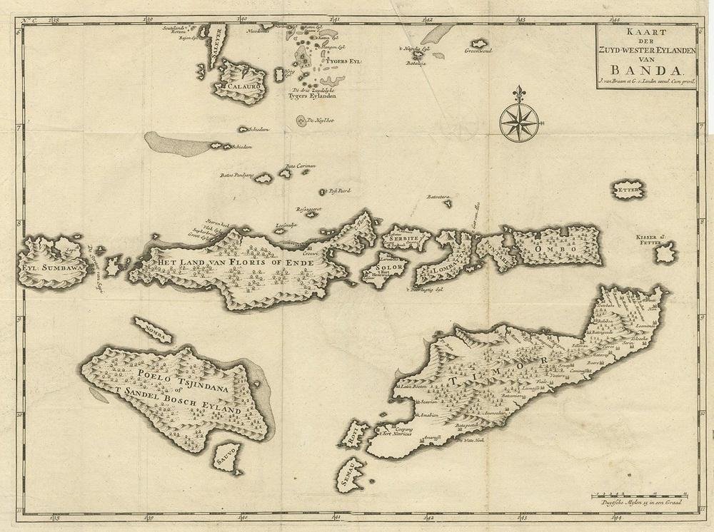 Antique Map of the Banda Islands in Indonesia by Valentijn, 1726 for ...