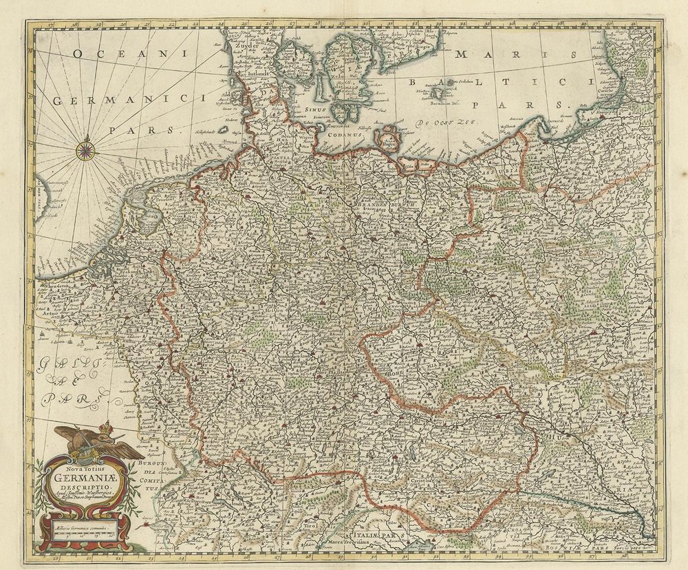 Antique Map of the German Empire by Johannes Janssonius Van Waesbergen ...