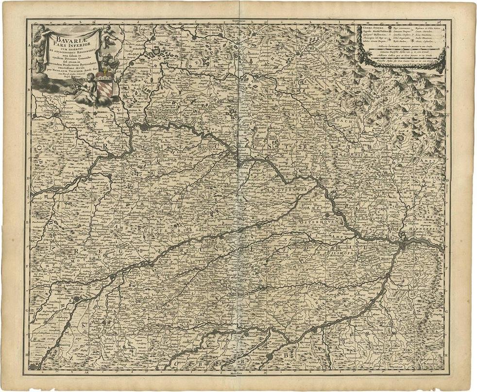 Antique Map of Bavaria by N. Visscher, 1700 for sale at Pamono
