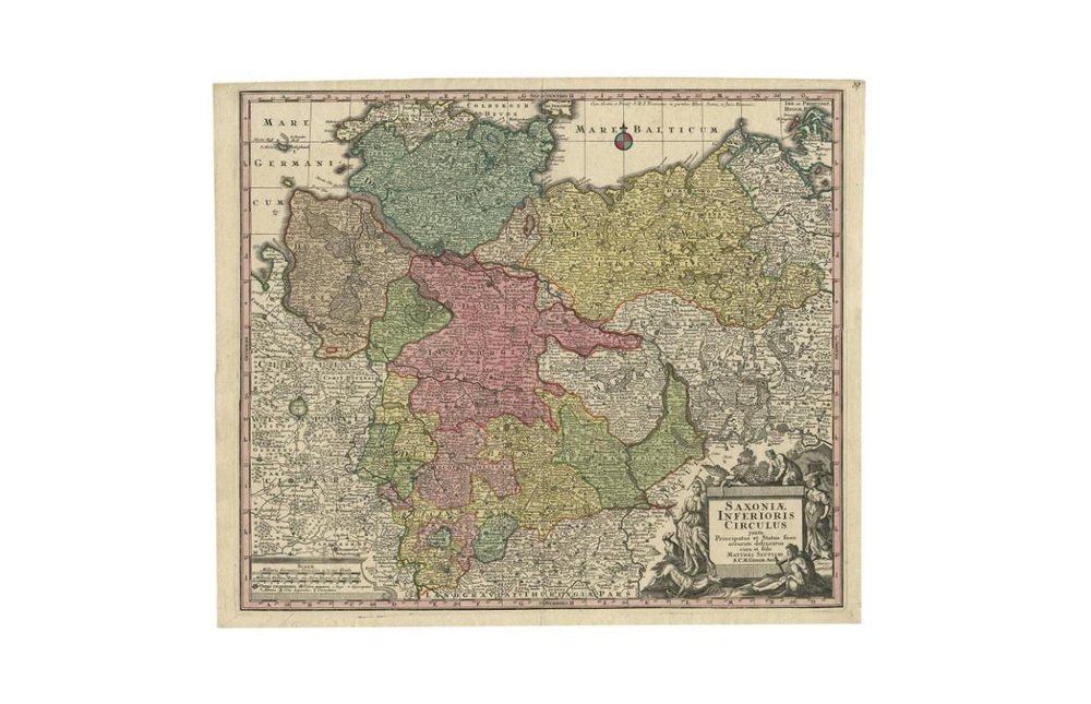 Antique Map of Northern Germany by M. Seutter, 1730 for sale at Pamono