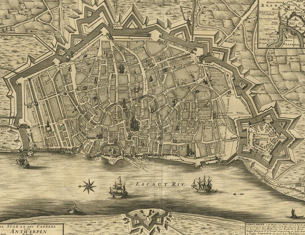 Antique Map of the City of Antwerpen by A. Deur, 1729 for sale at Pamono