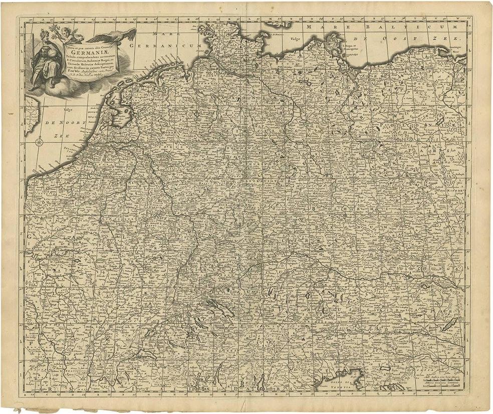 Antique Map of Central Europe Centered on Germany by F. De Wit, 1680 ...