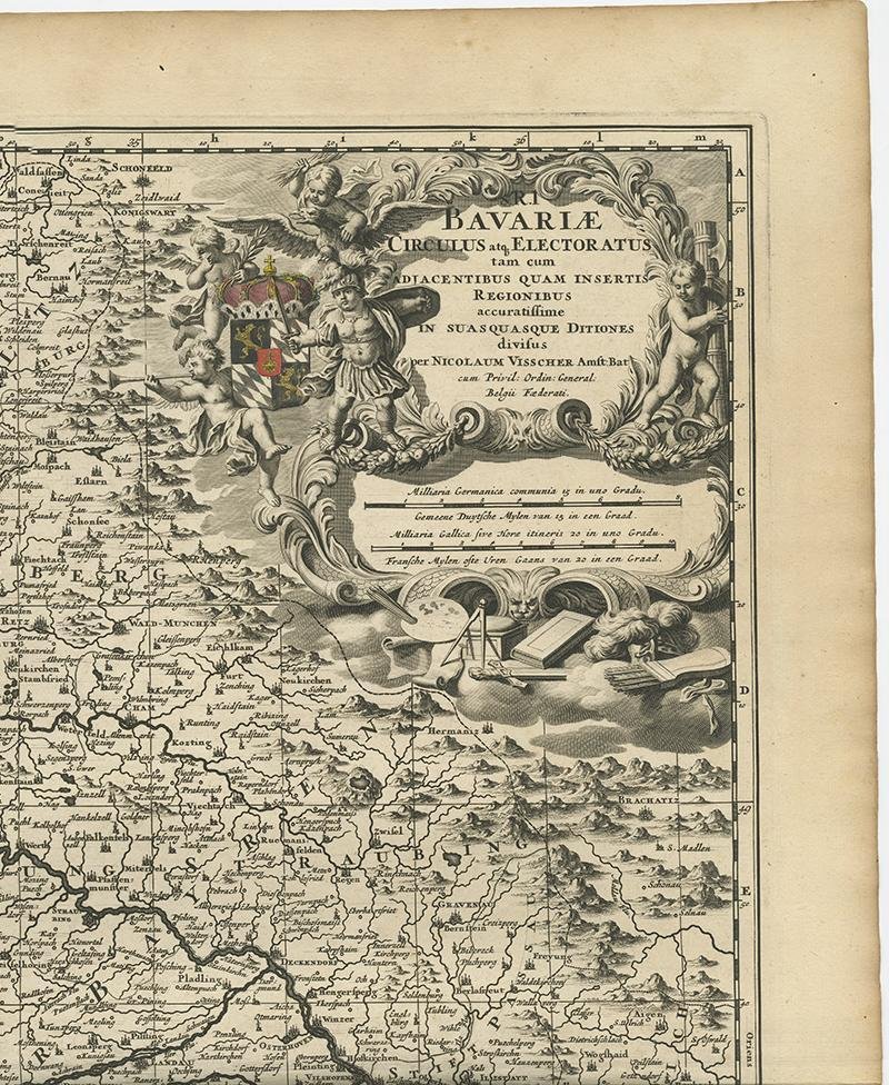 Antique Map of Bavaria with Many Details for sale at Pamono