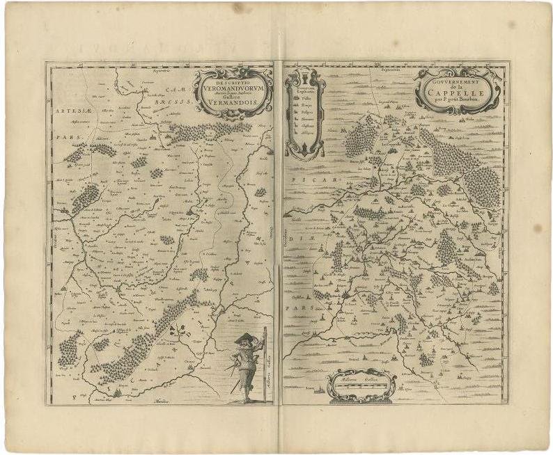 Antique Map of the Region of Vermandois and Cappelle by Janssonius ...