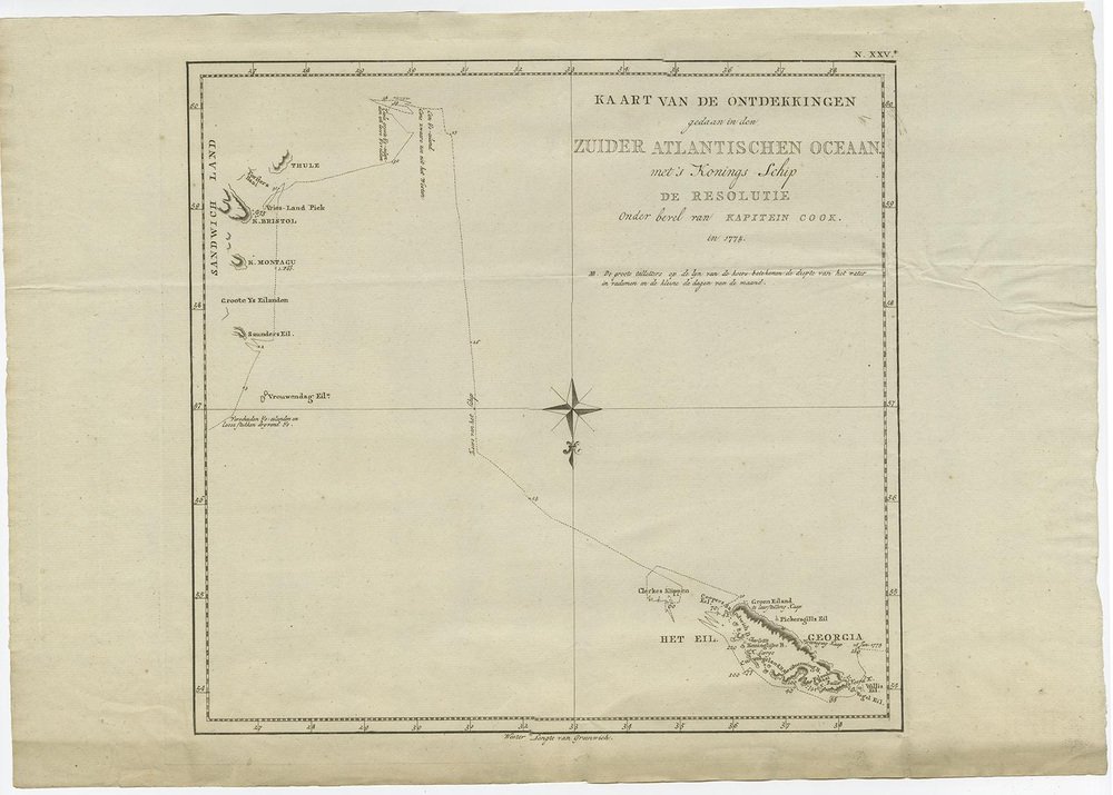 Map of the Southern Georgia and the Sandwich Islands after Capt Cook ...