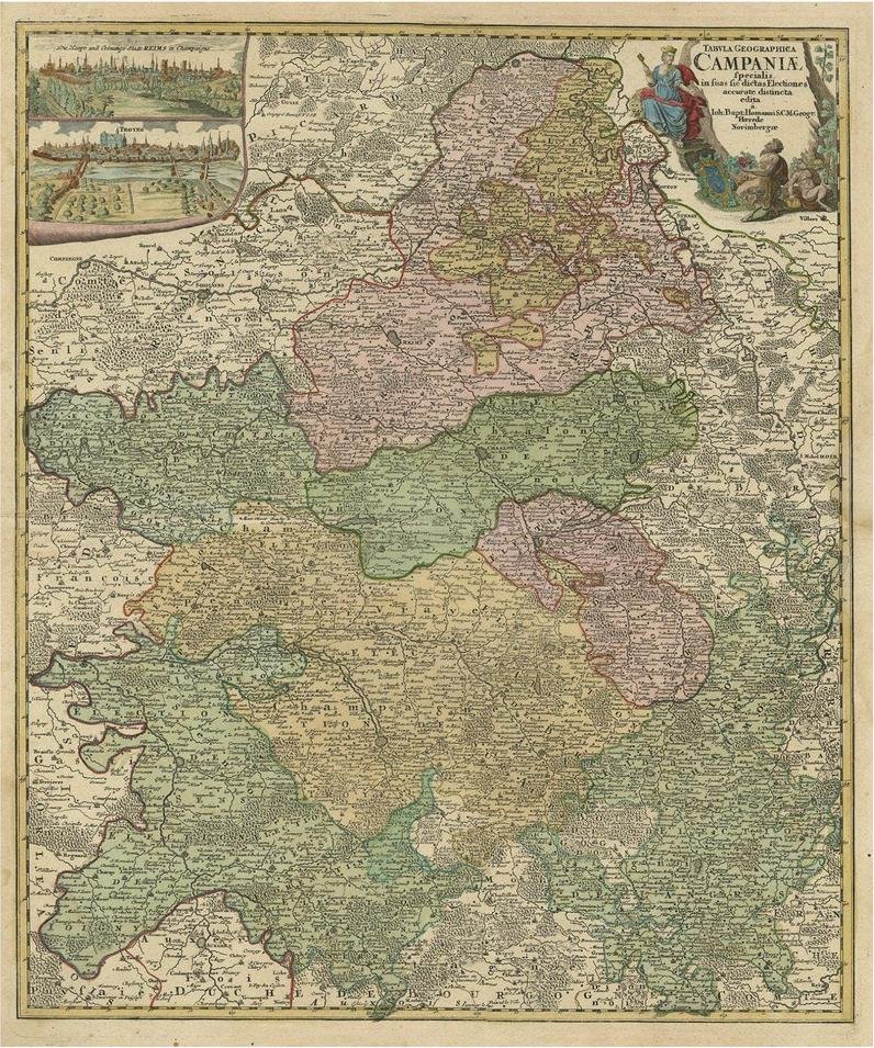 Karte der Region Champagne-Ardenne mit Reims, Troyes & pernay in ...