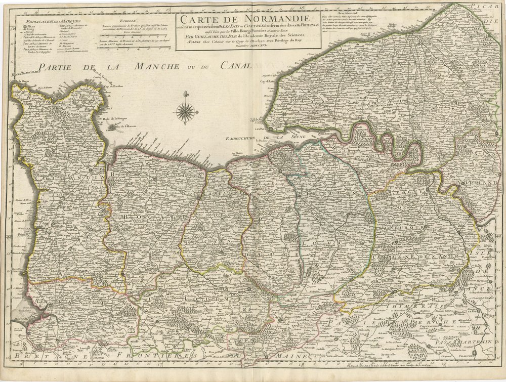 Antique Map of Normandy for sale at Pamono