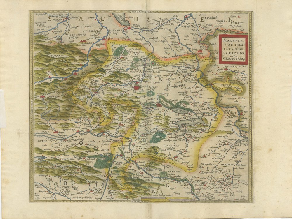 Antique Map of the Region of Mansfeld, 1601 for sale at Pamono
