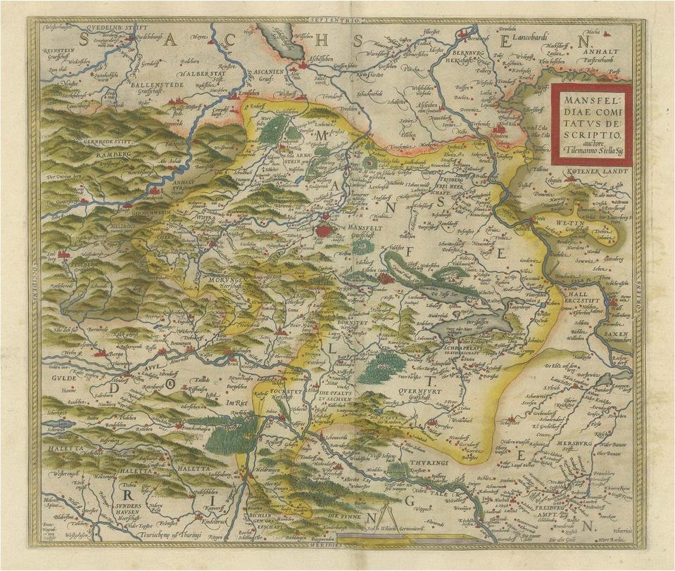 Antique Map of the Region of Mansfeld, 1601 for sale at Pamono
