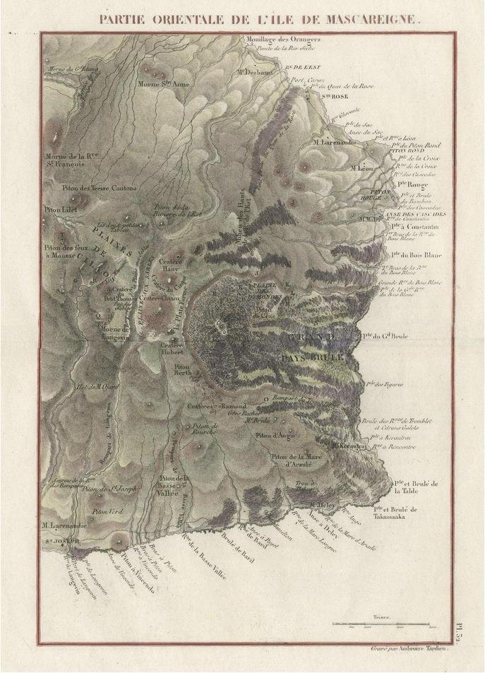 Map of Piton De La Fournaise, 1827 for sale at Pamono
