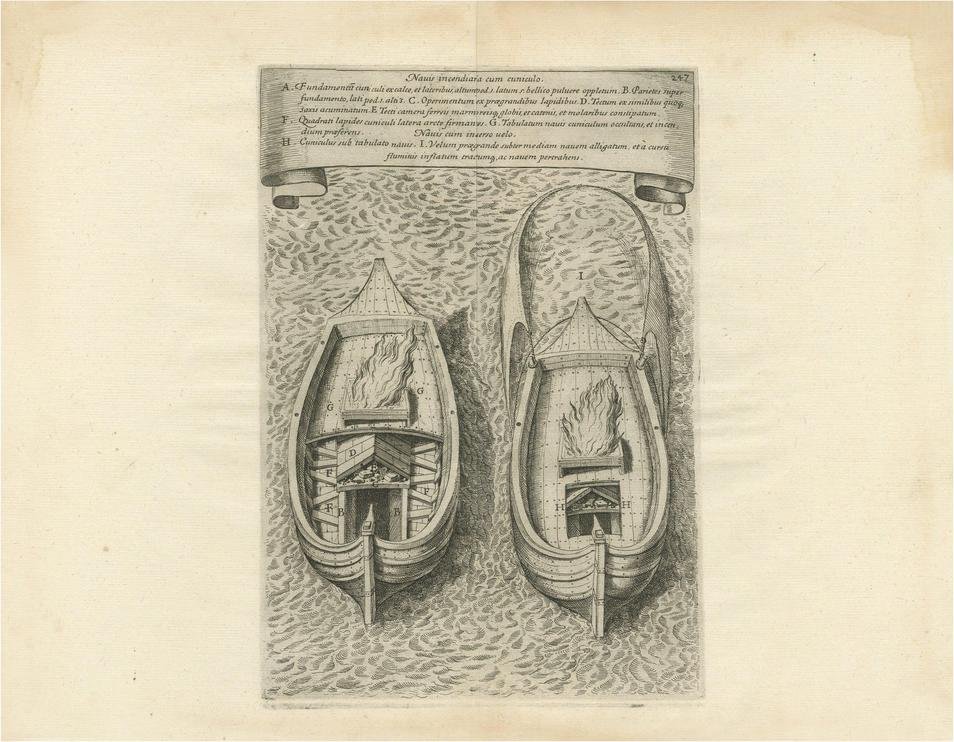 Fire Ship Design of the Eighty Years War, 1632, Paper for sale at Pamono