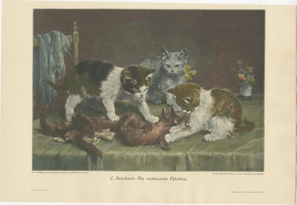 Cat Prints, 1898, Paper, Set of 6 for sale at Pamono