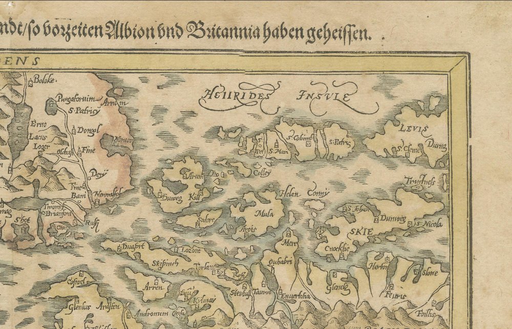 Map of the British Isles by Sebastian Münsters, 1590 for sale at Pamono