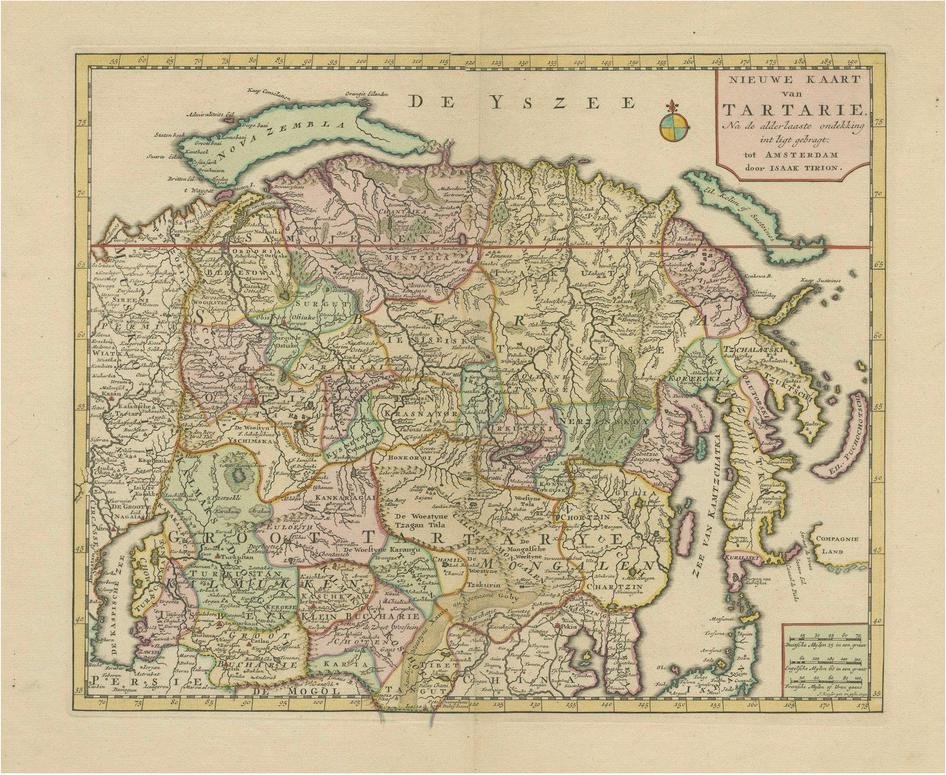 Map of Tartary by Isaak Tirion, Detailed Cartography of Northern Asia ...
