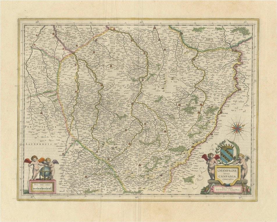 Janssonius Map of the Champagne Region in France, 1644 for sale at Pamono