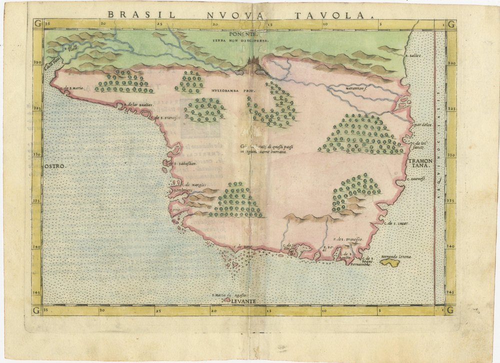 Antique 16th Century Map of Brasil, 1561 for sale at Pamono