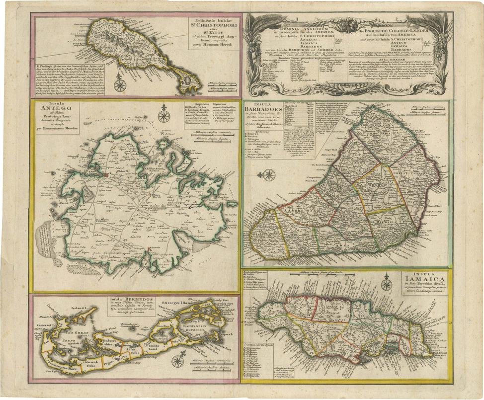 Composite Map of Key Caribbean Islands with Descriptive Texts for sale ...