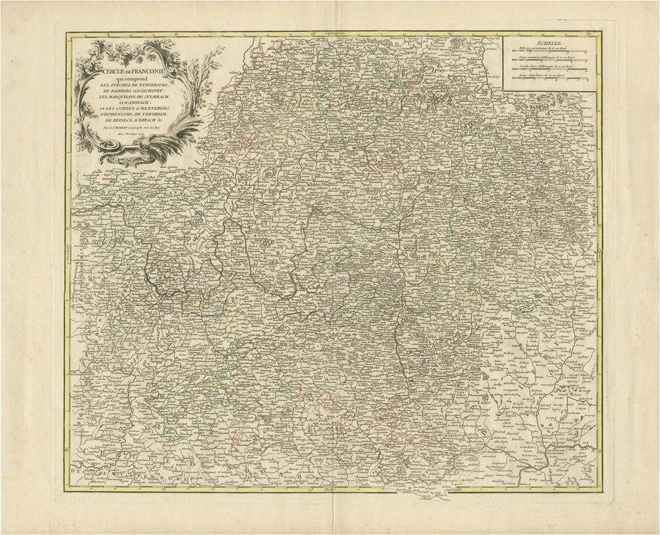 Antique Map of the Circle of Franconia, 1757 for sale at Pamono