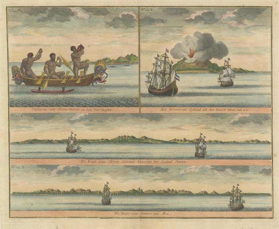 New Guinea Fishermen and Views of New Guinea, 1726, Paper for sale at ...