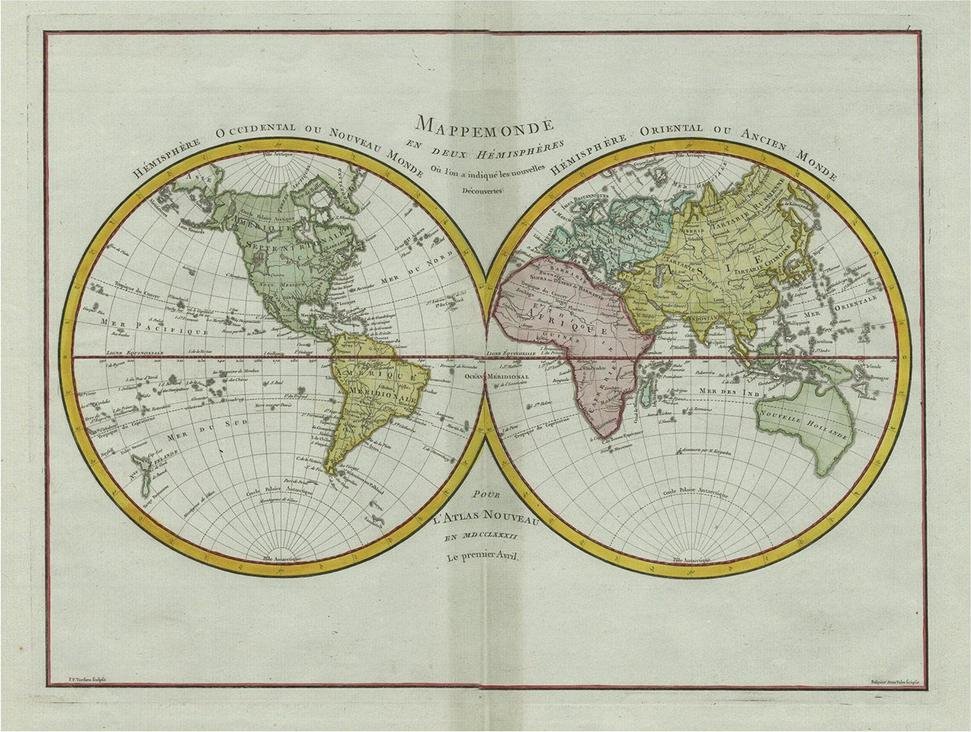 Antique Engraved Map of the World, 1780s for sale at Pamono