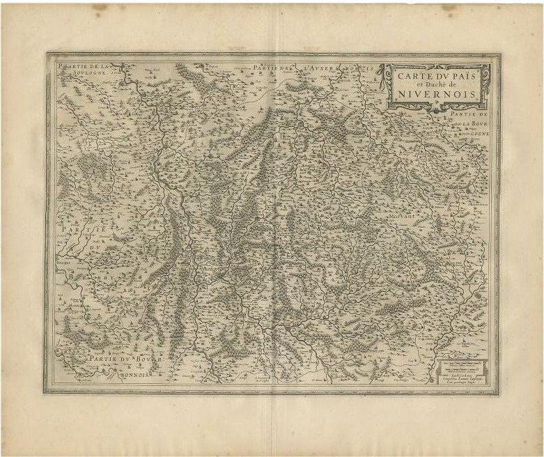 Antique Map of Nivernais attributed to Janssonius, 1657 for sale at Pamono