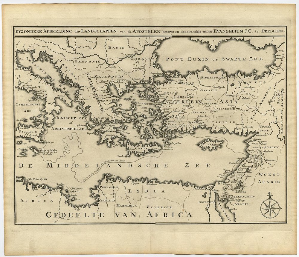 Scarce Map of the Mediterranean and Parts of Europe, 1725 for sale at ...