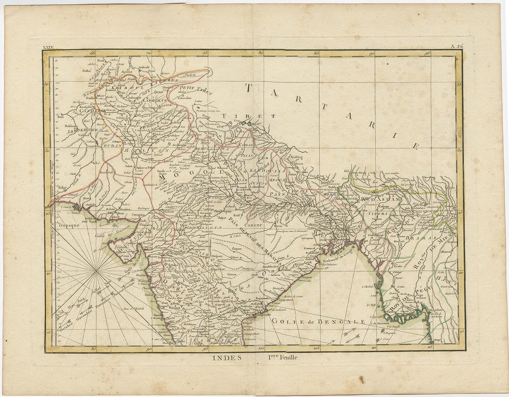 Map of North India from Kandahar East to Burma Pegu and South to Goa ...
