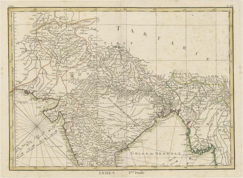 Map of North India from Kandahar East to Burma Pegu and South to Goa ...
