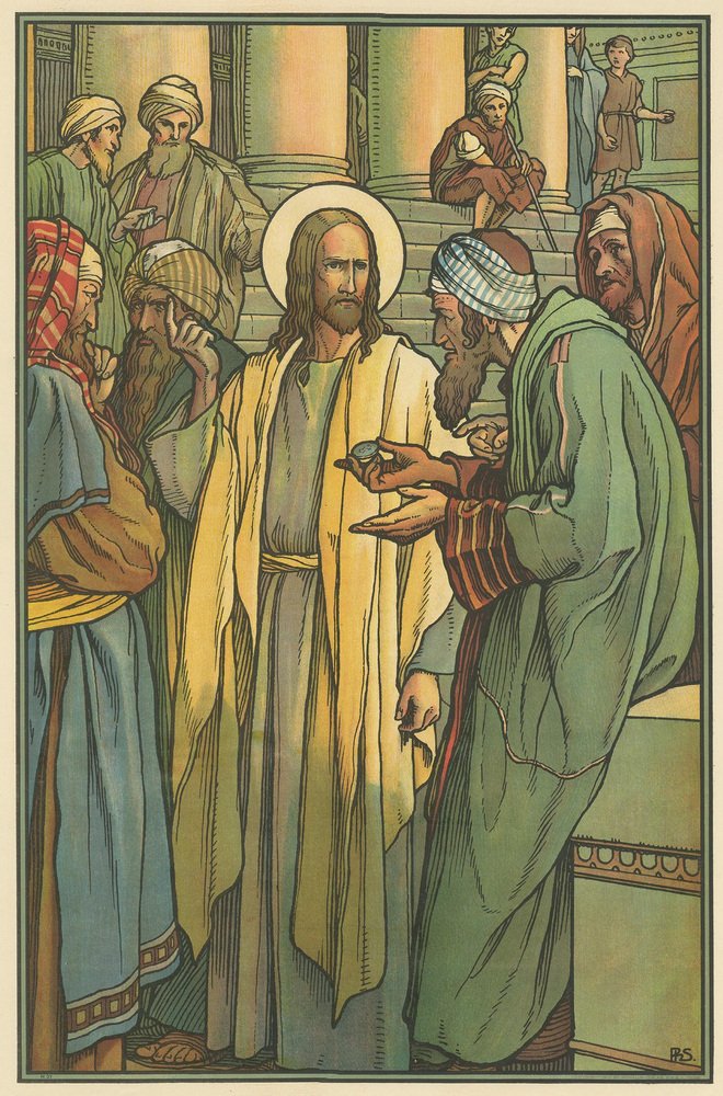 Antique Religion Illustration of the Tribute Money, 1913, Print for ...