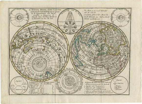 Antique Map of the World with Polar Projections by Keizer and De Lat ...