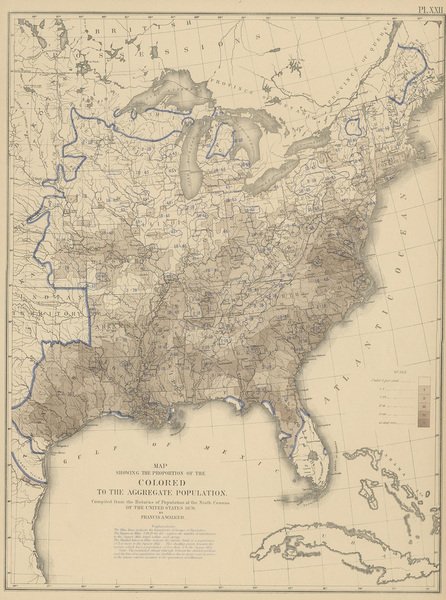 Antique Chart of the US Population Proportion, 1874 for sale at Pamono