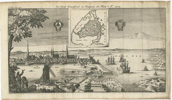 Map of the Fortress and City of Stralsund in Germany, 1715 for sale at ...