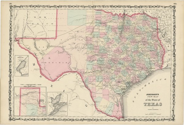 Large Antique Map of the State of Texas, 1861 for sale at Pamono