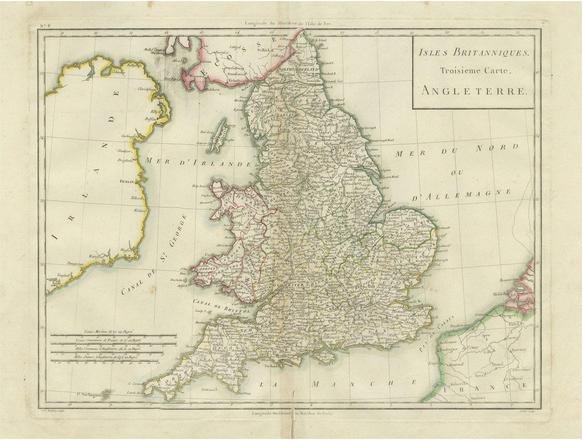 Map of England and Surrounding Regions, 1802 for sale at Pamono