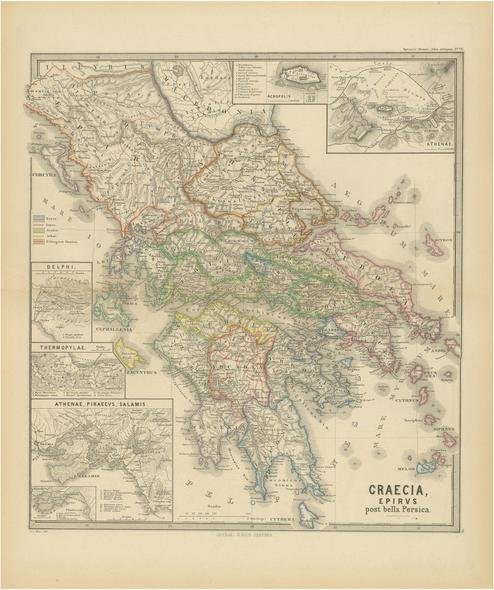 Antique Map of Greece and Epirus, 1880 for sale at Pamono