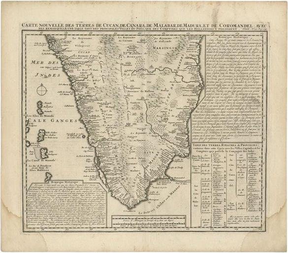Antique Map of Southern India by Chatelain, c.1720 for sale at Pamono