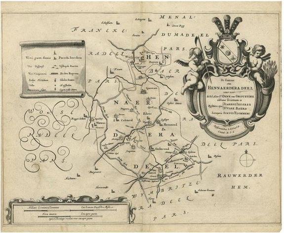 Antique Map of Hennaarderadeel attributed to Schotanus, 1664 for sale ...