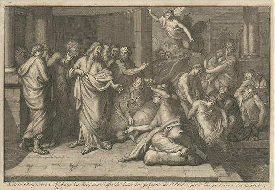 The Angel & Jesus with the Sick in Bethesda Near Jerusalems Sheep Gate ...