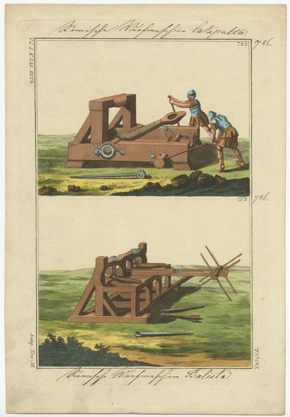 R. von Spalart, Illustration of a Roman Catapult and Ballista, 1810 ...