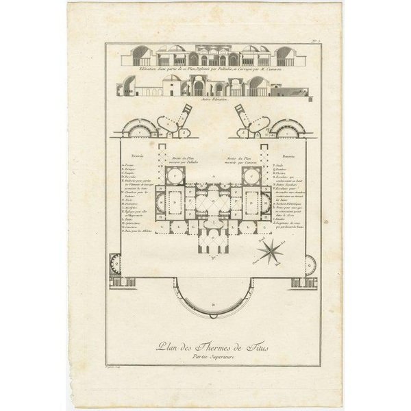 Map of the Overground Area of Baths of Emperor Titus, 1786 for sale at ...