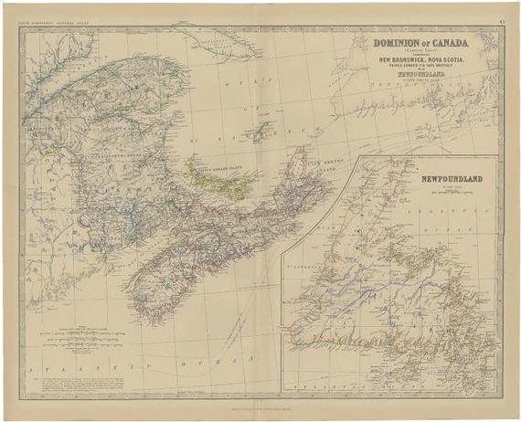 Antique Map of Eastern Canada, 1882 for sale at Pamono